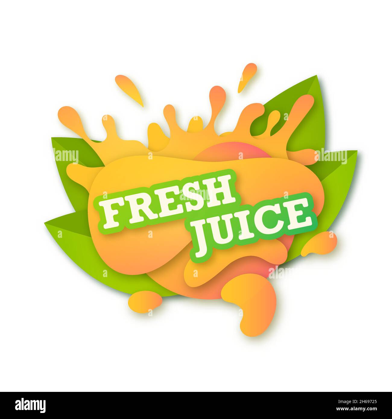 Juice fresh fruit blot. Orange label. Icon concept. Design sticker ...