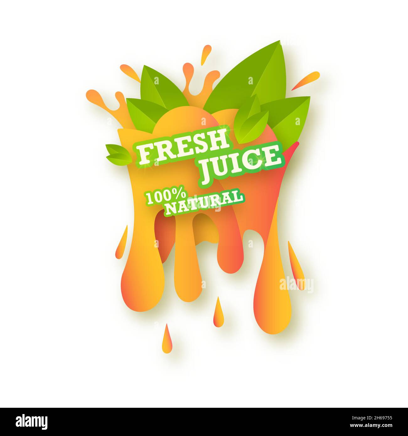 Juice fresh fruit blot. Orange label. Icon concept. Design sticker ...