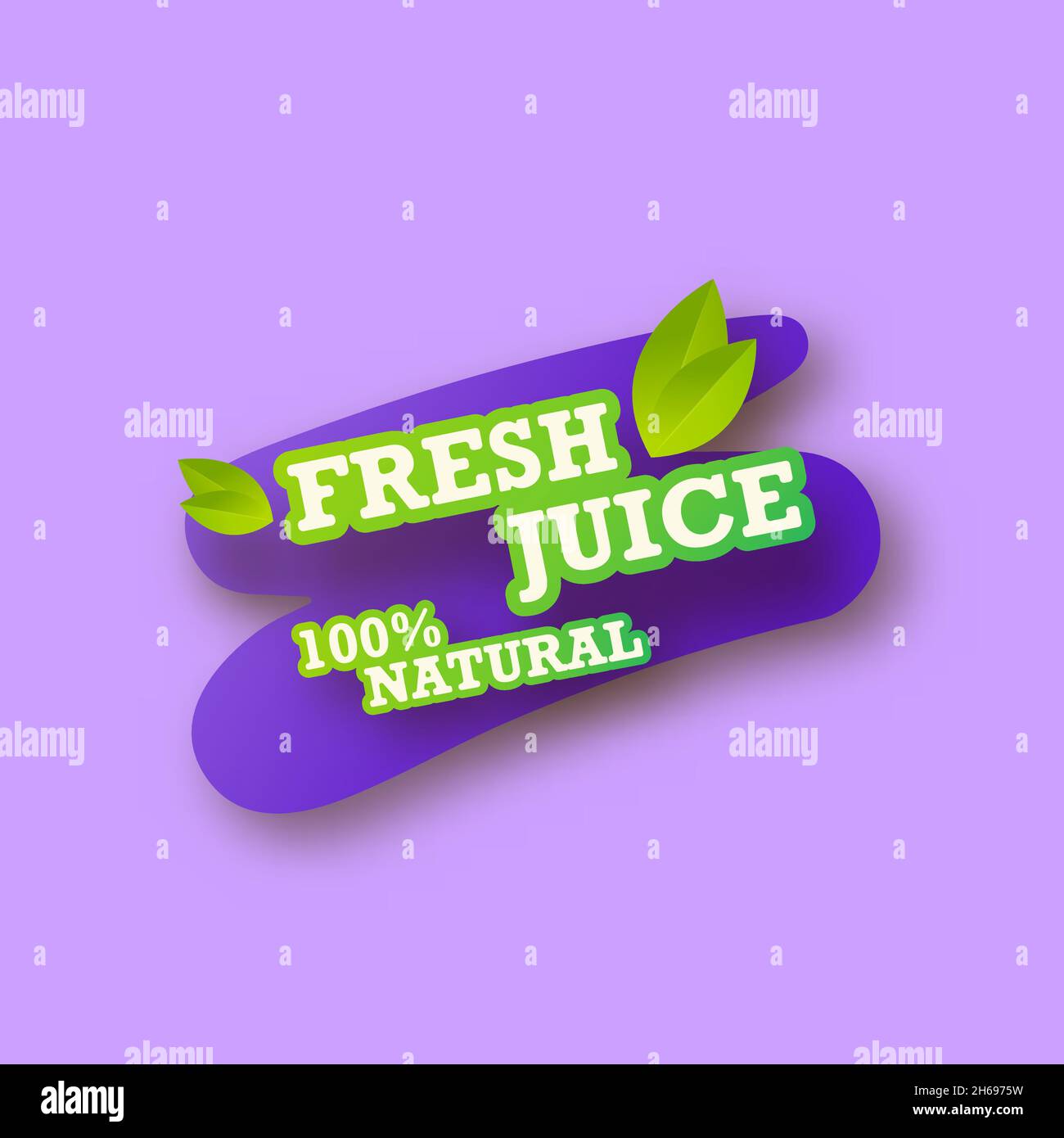 Juice fresh fruit label icon concept. Juicy drop and green leaves ...
