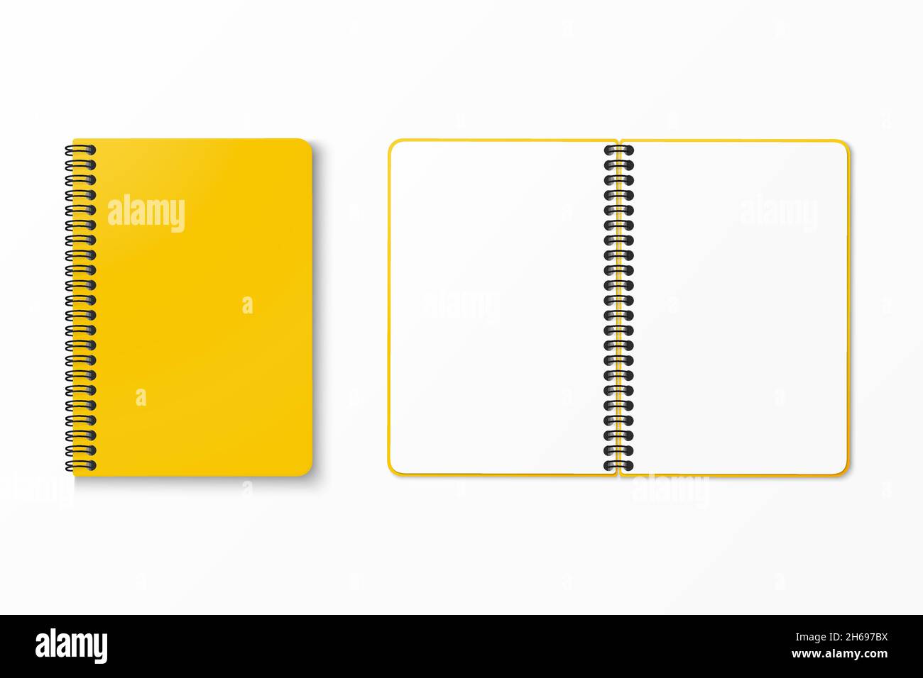 Top view of yellow spiral notebook with space for your image or text ...