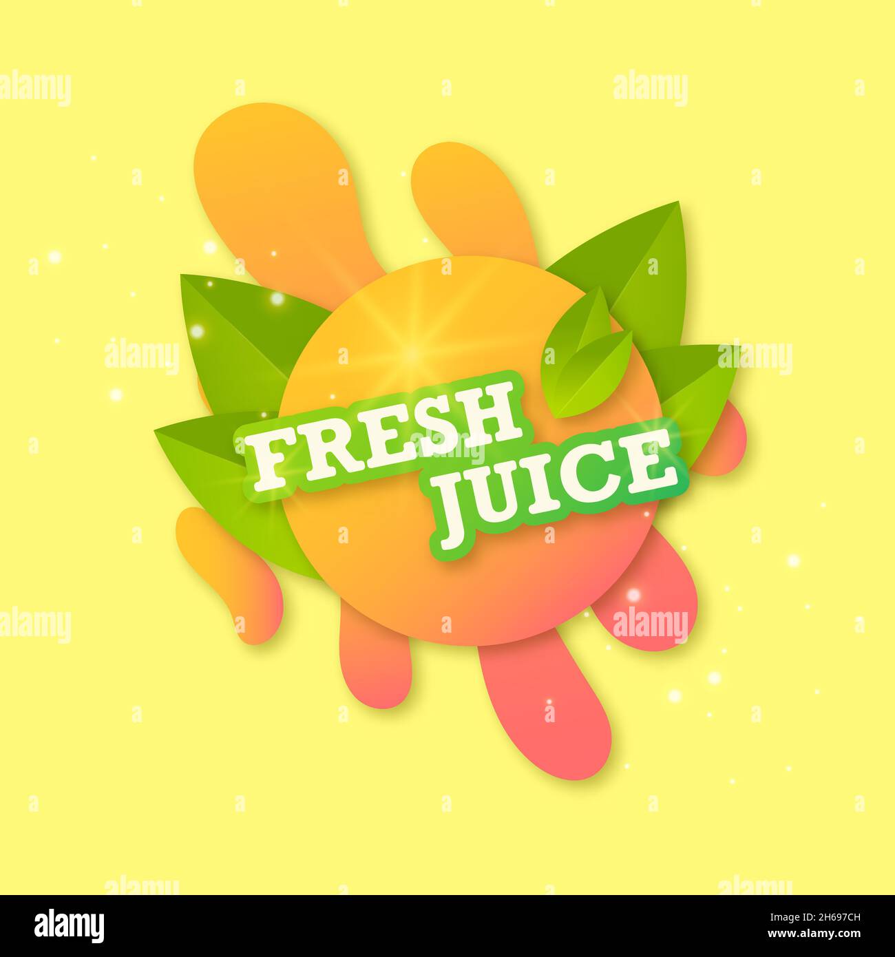 Juice fresh fruit blot. Orange label. Icon concept. Design sticker ...