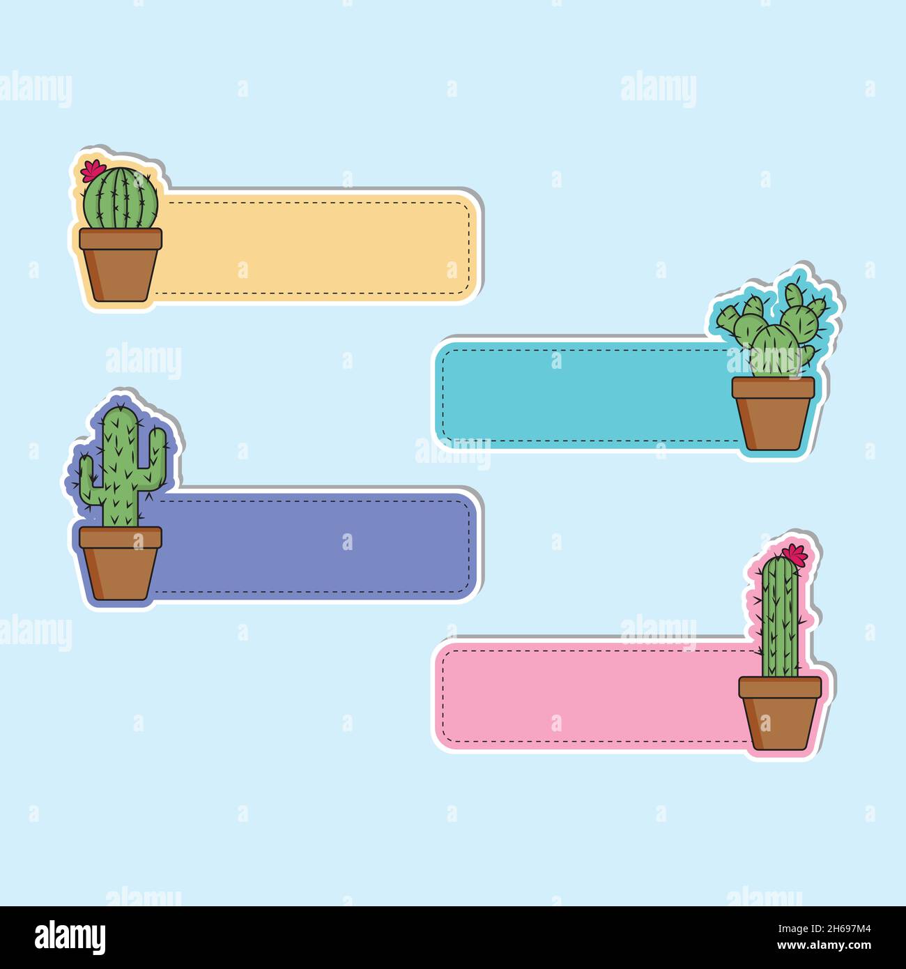 Cute Cactus Label Name Tags Stock Vector Image & Art - Alamy