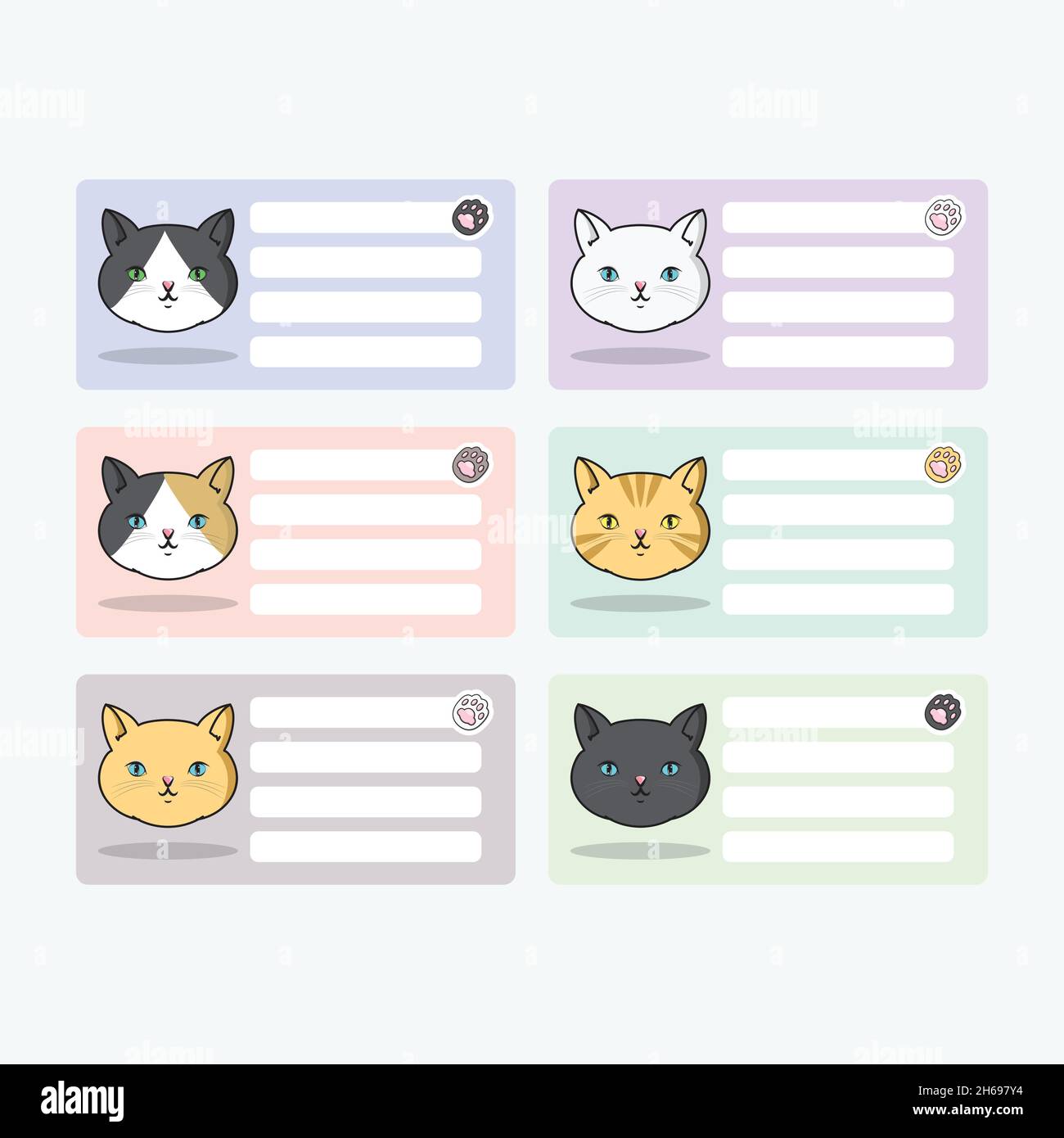 Cute Cat Label Name Tags Collection Stock Vector Image & Art - Alamy