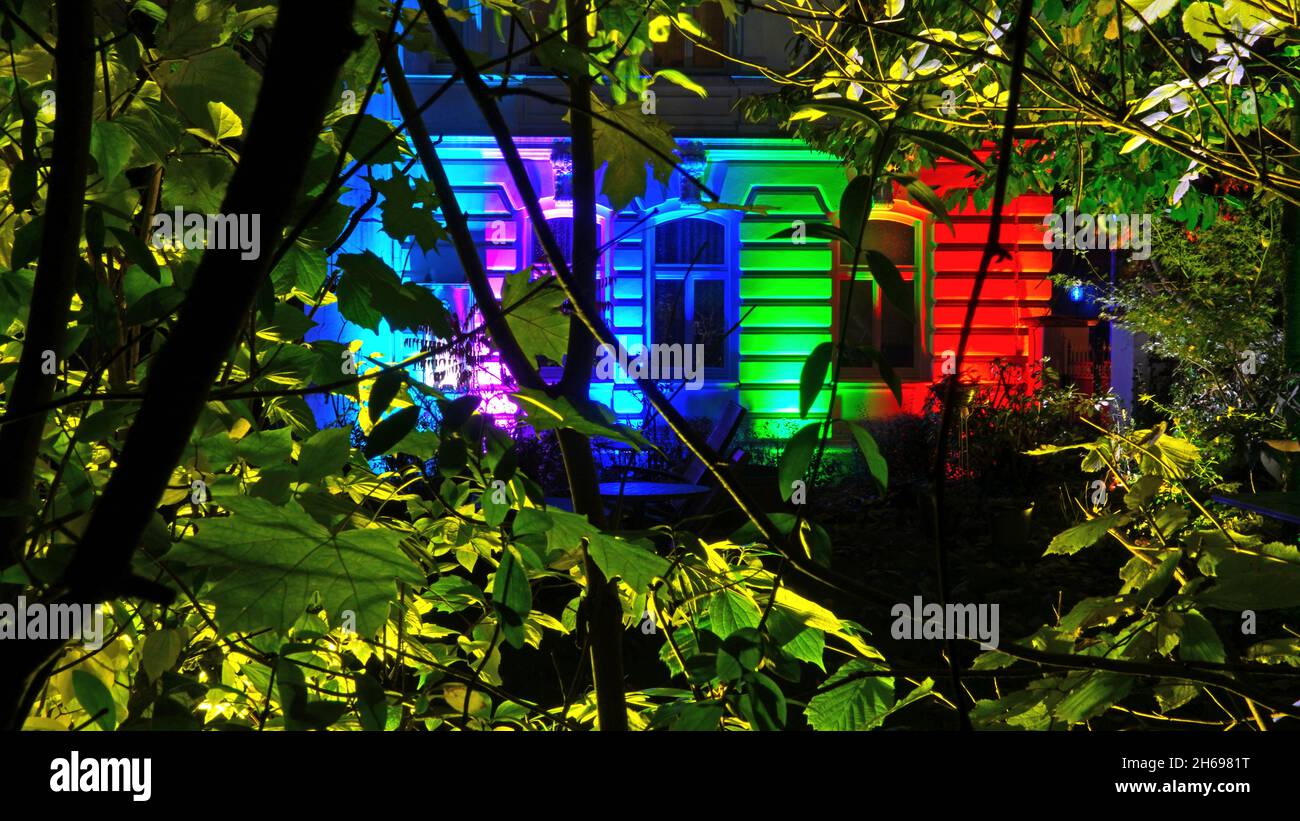 Colorful illuminated house trees hi-res stock photography and images ...