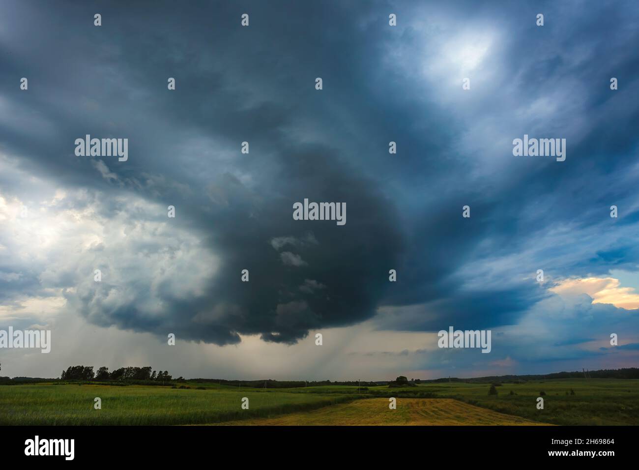 Thunder storm clouds with supercell wall cloud, summer, Lithuania Stock ...
