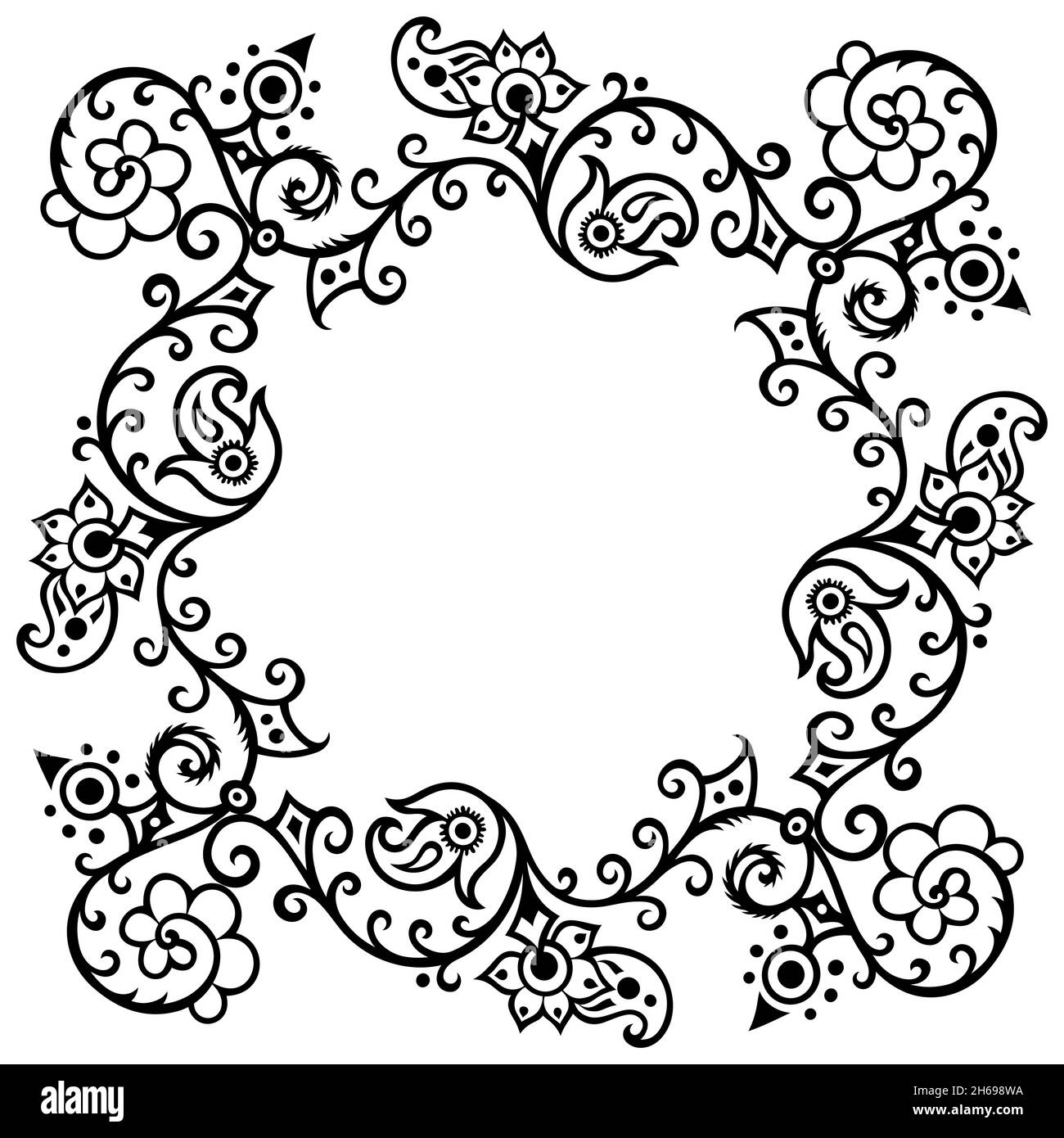 Floral hand drawn vector vintage border. Engraved nature elements and ...