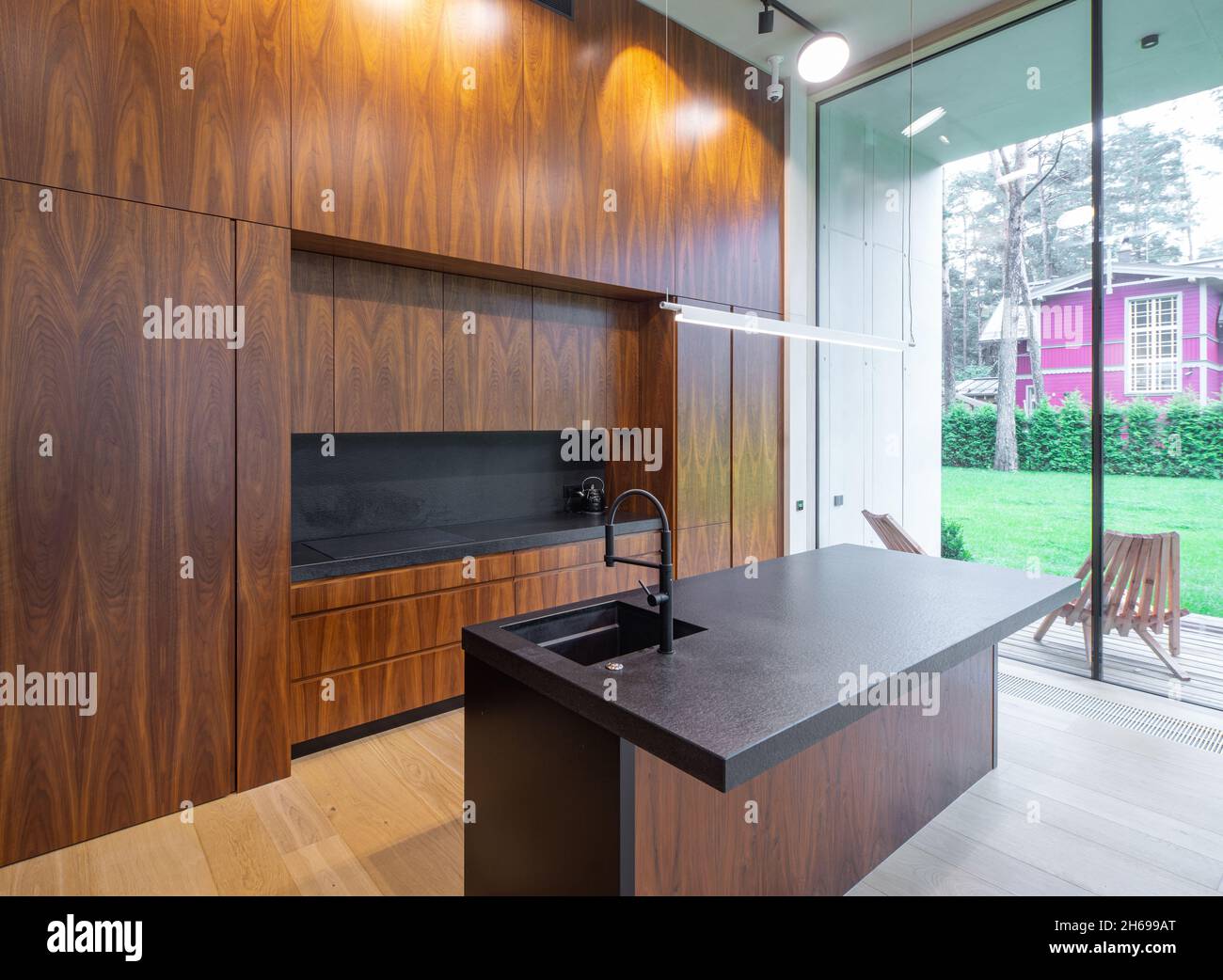 Modern kitchen interior garden view hi-res stock photography and images ...