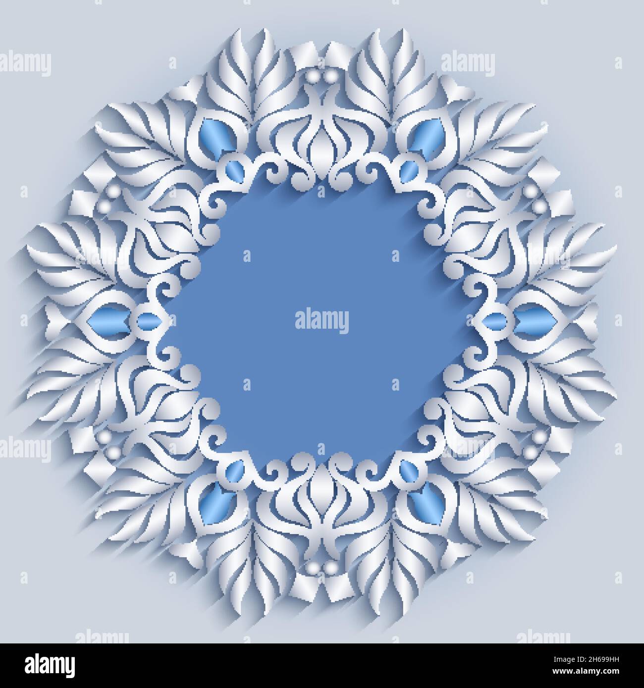 Abstract vector ornamental nature vintage frame. Modern volumetric ...