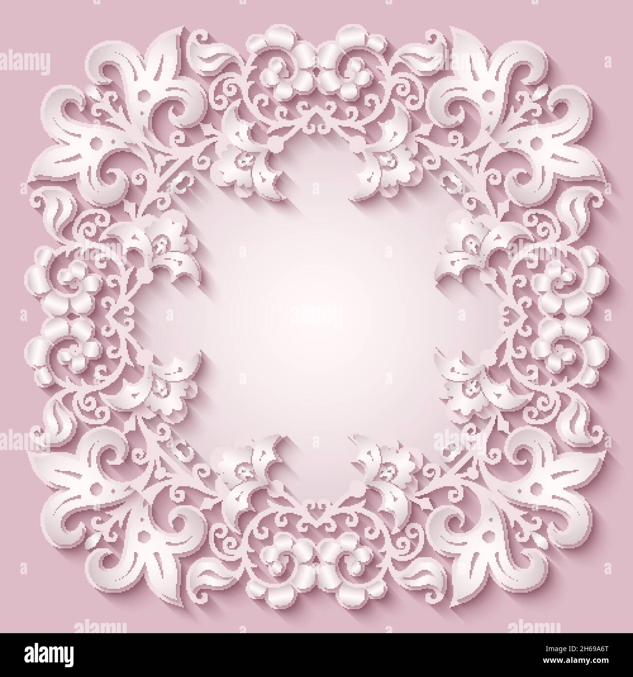 Branch with flowers paper cut vector vintage illustration. Engraved ...