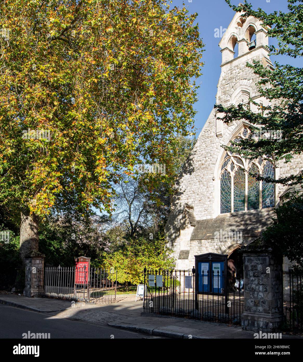 The church, St Mary the Boltons, in the Boltons, Kensington, London; a church inside a locked ...