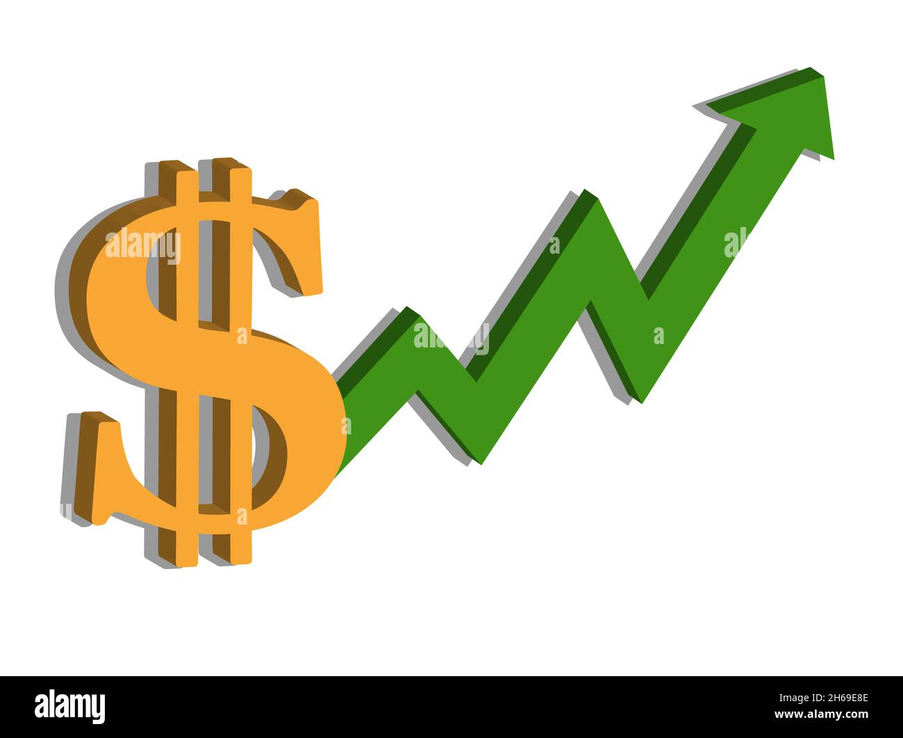 Dollar and chart, rising prices, money icon raster Stock Photo - Alamy
