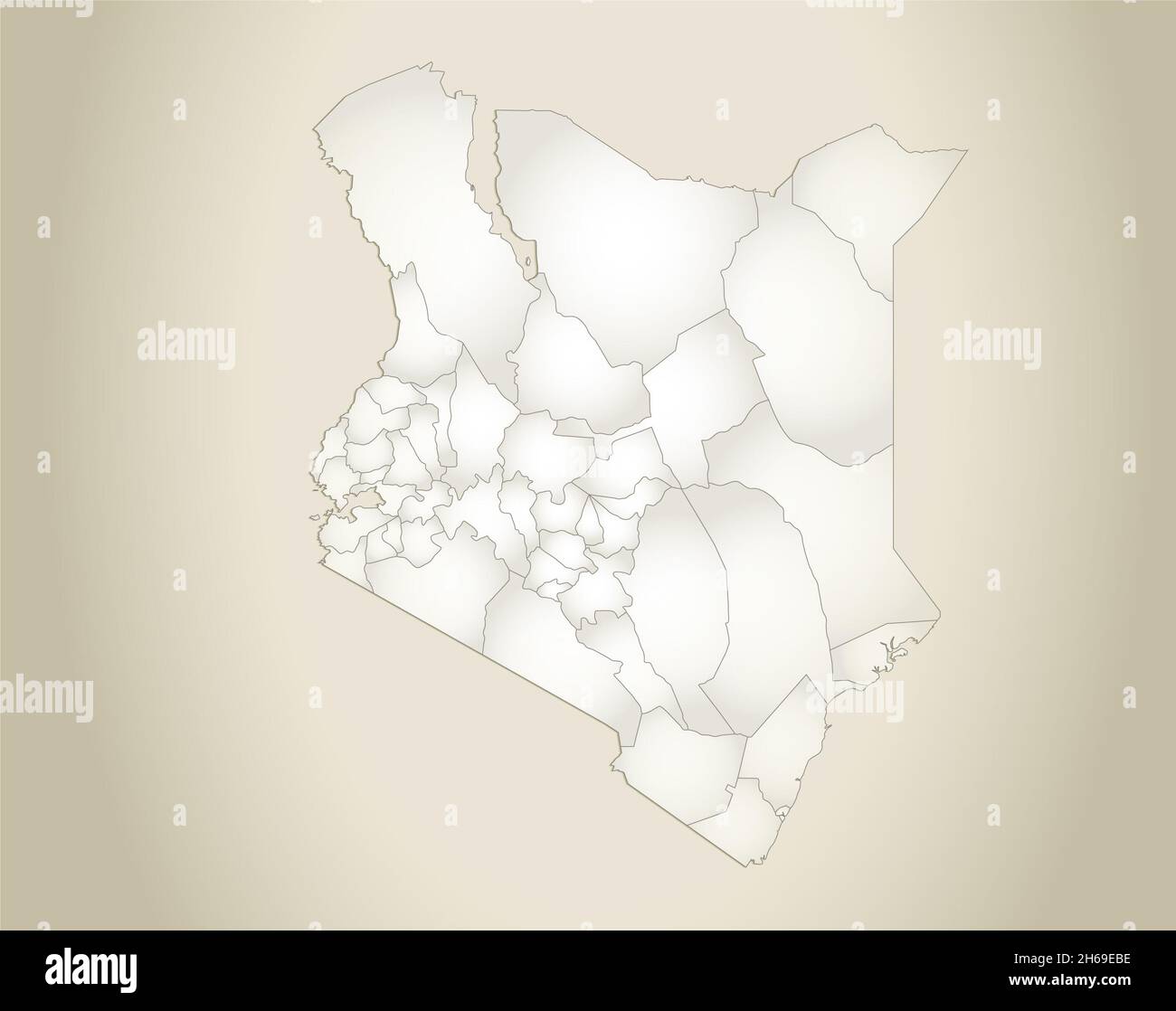 Kenya map, administrative division, old paper background, blank Stock ...