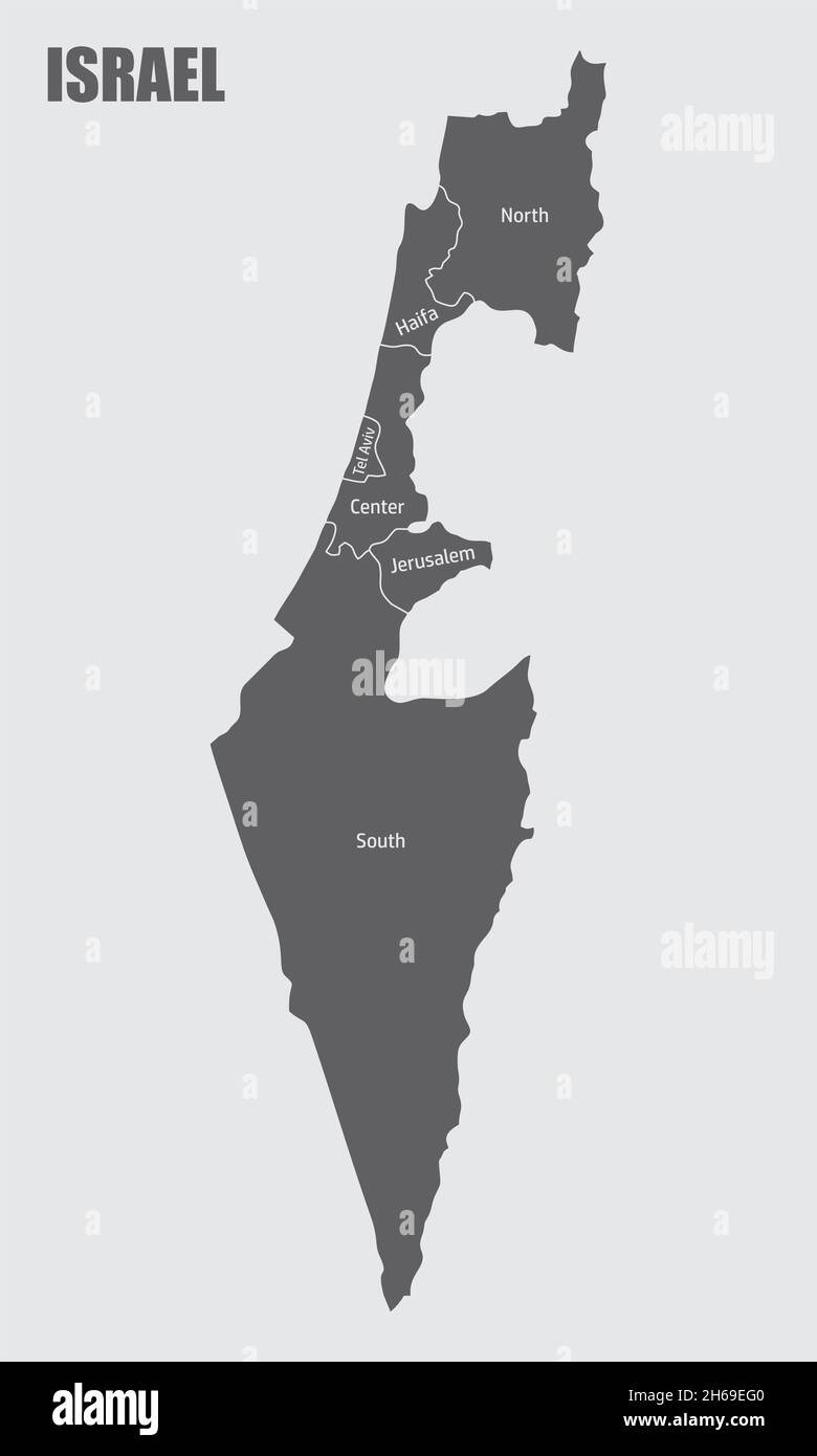 The Israel isolated administrative map with labels Stock Vector Image ...