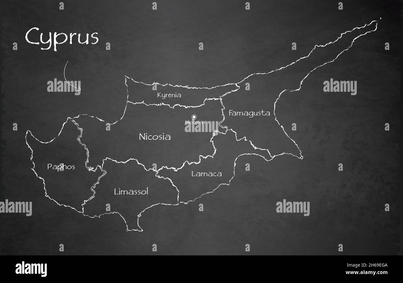 Cyprus map administrative division separates regions and names ...