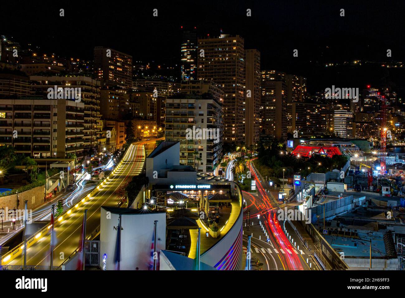 A pat of the formula 1 race track at night in Monte Carlo, Monaco Stock ...