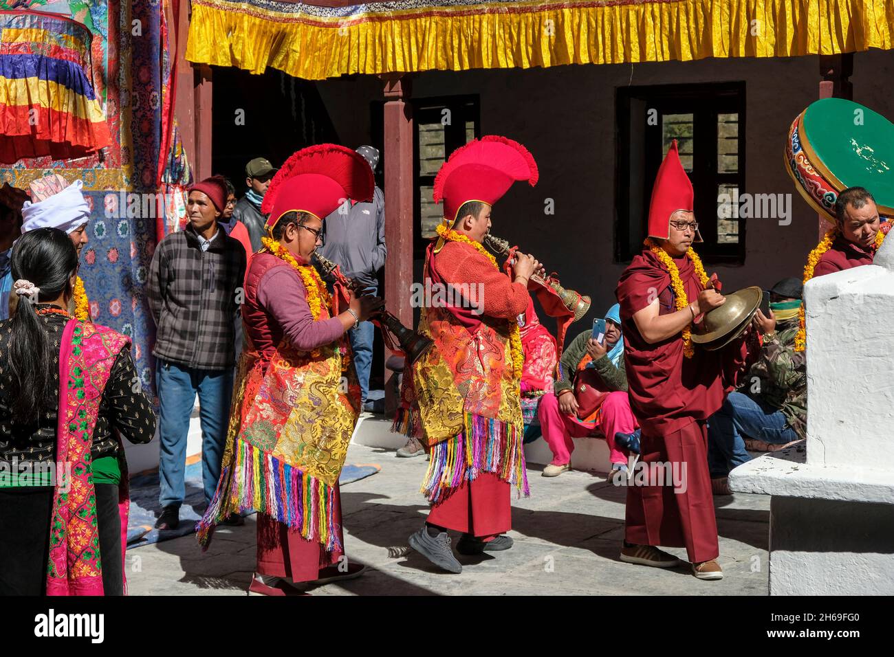 Marpha, Nepal - November 2021: Lama dance at the Marpha Buddhist ...