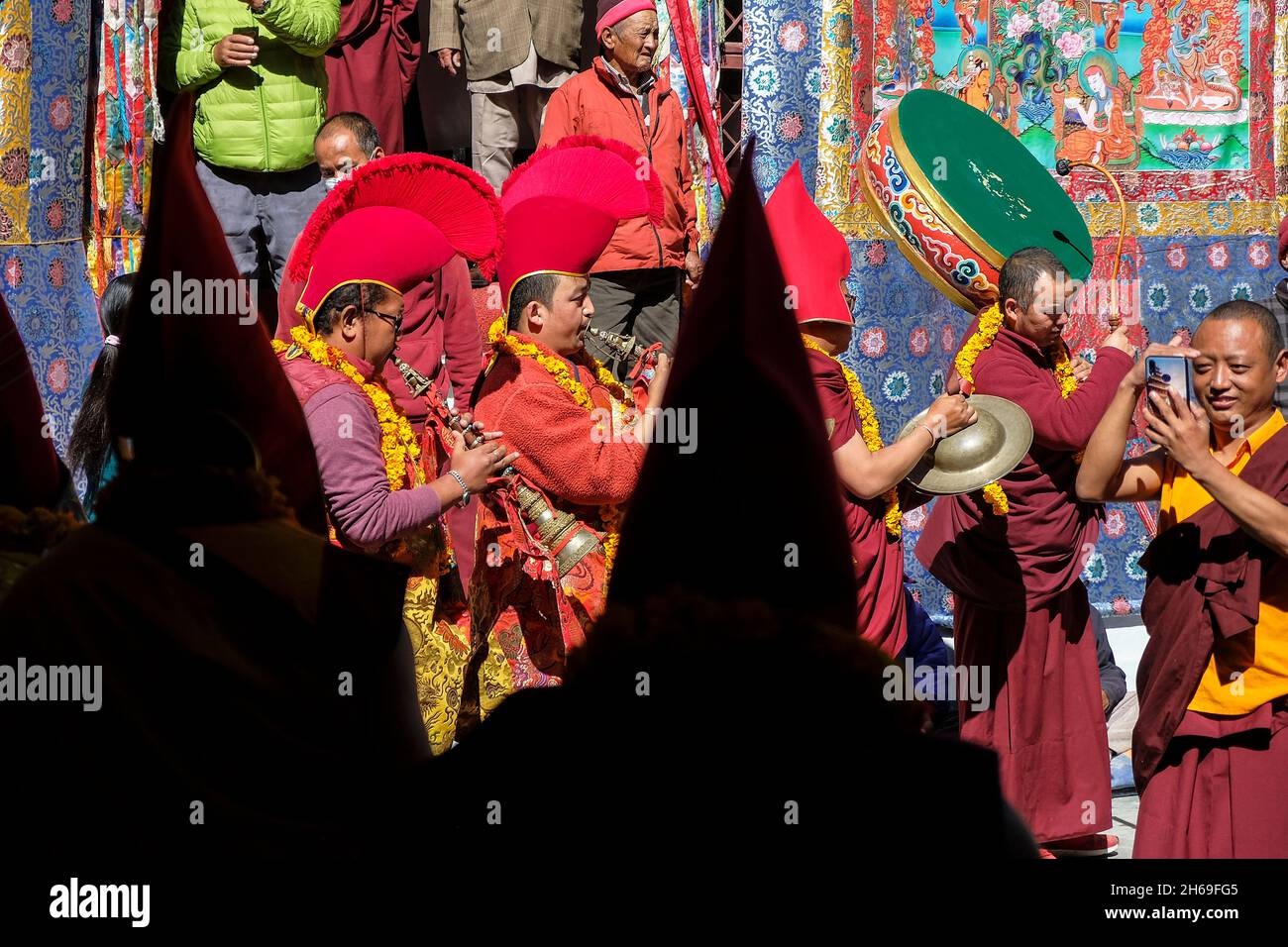 Marpha, Nepal - November 2021: Lama dance at the Marpha Buddhist ...