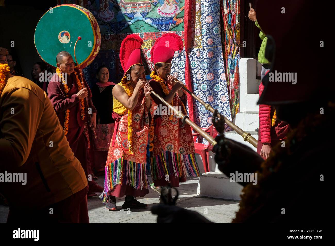 Marpha, Nepal - November 2021: Lama dance at the Marpha Buddhist ...
