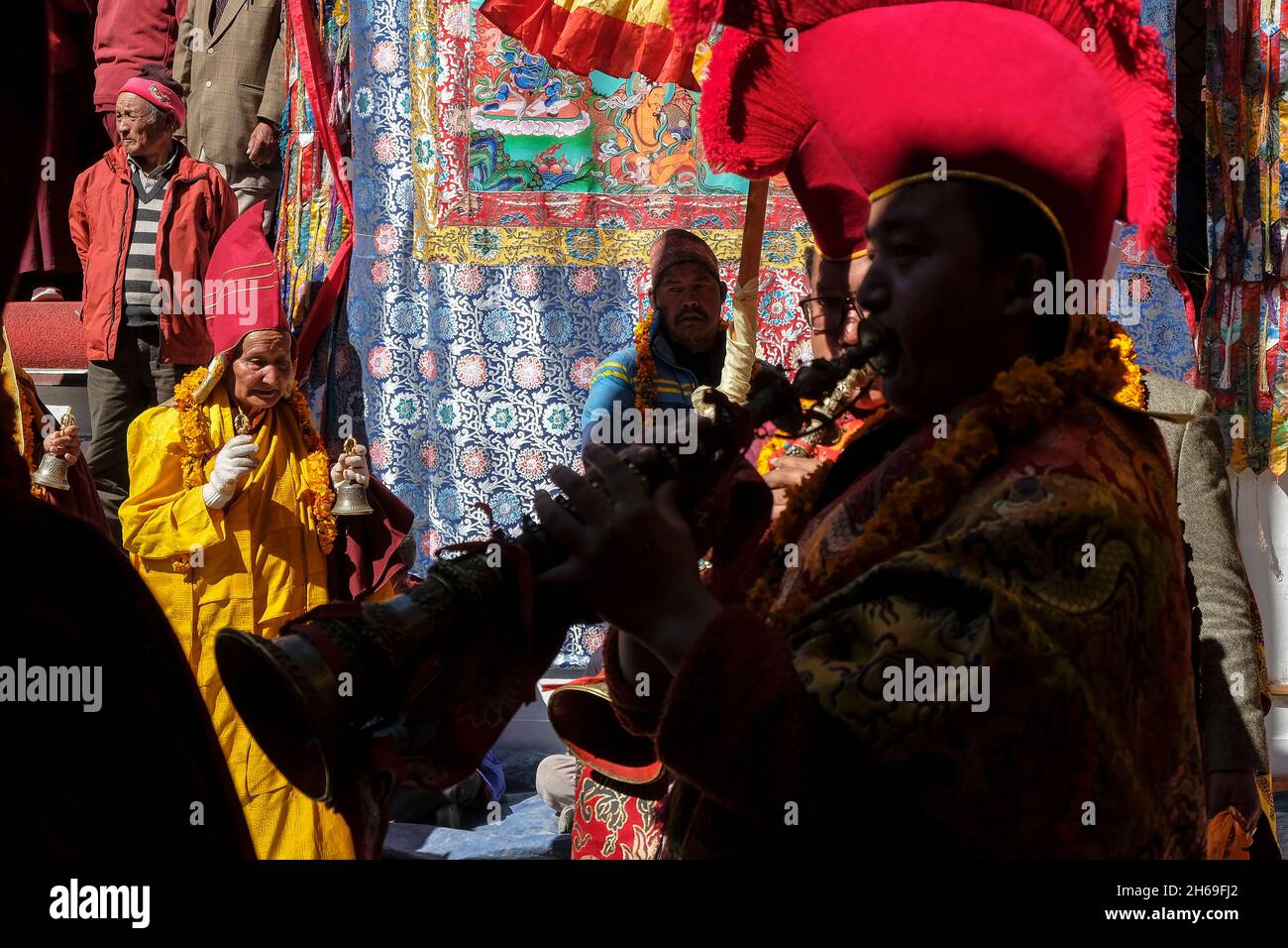 Marpha, Nepal - November 2021: Lama dance at the Marpha Buddhist ...