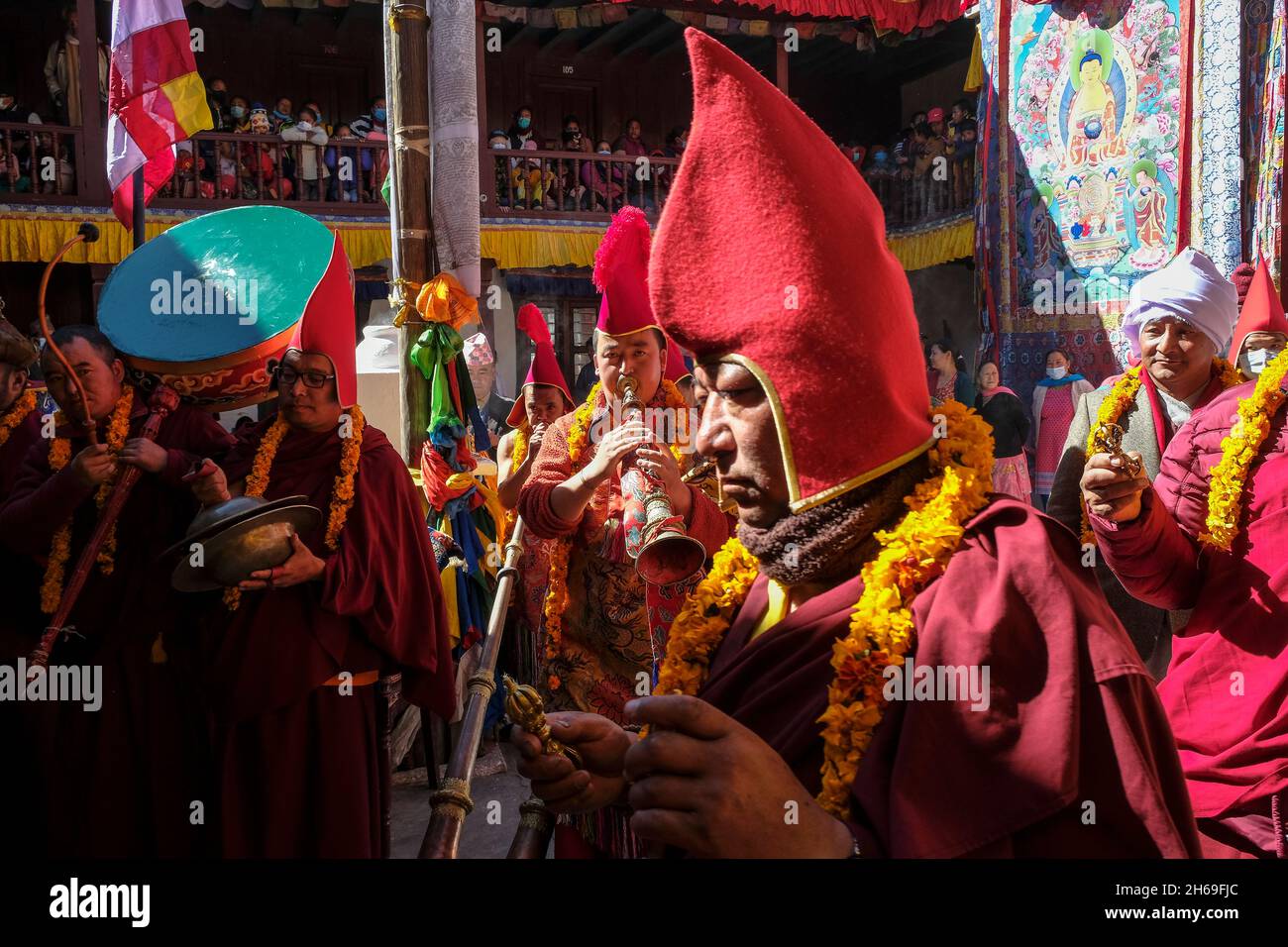 Marpha, Nepal - November 2021: Lama dance at the Marpha Buddhist ...