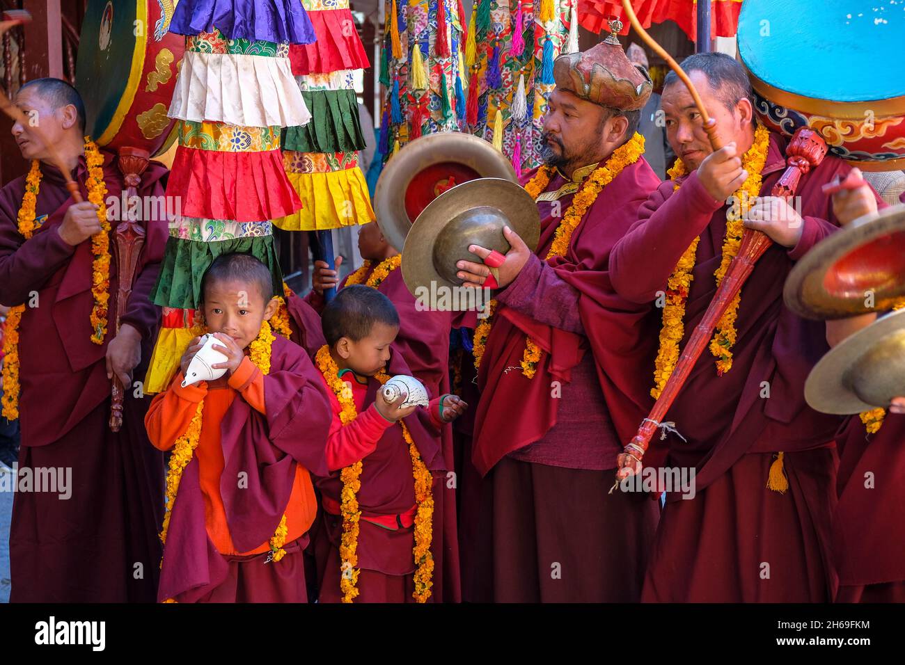Marpha, Nepal - November 2021: Lama dance at the Marpha Buddhist ...