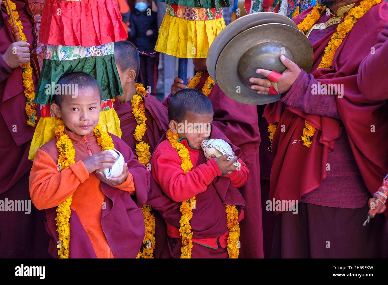 Marpha, Nepal - November 2021: Lama dance at the Marpha Buddhist ...