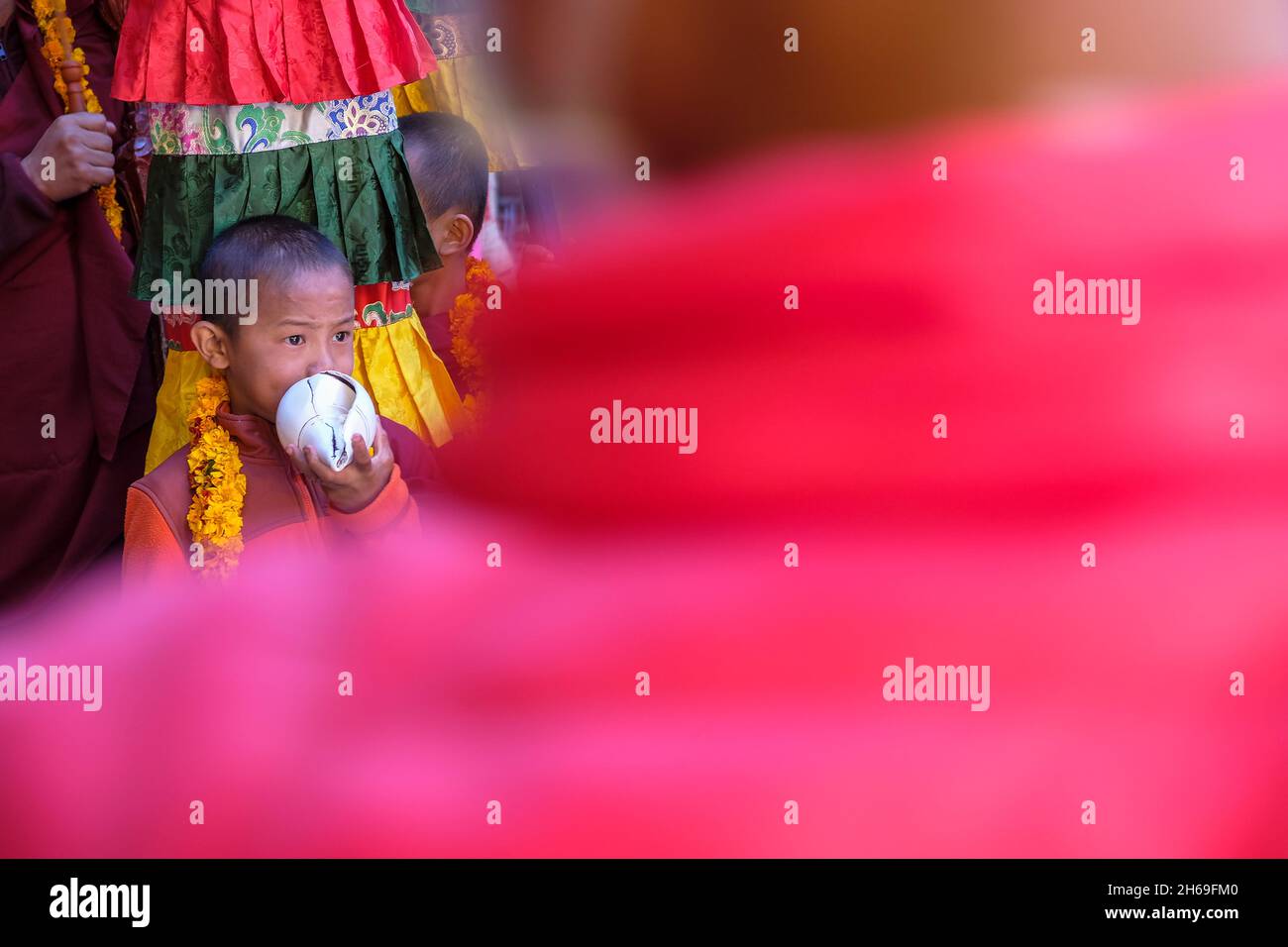 Marpha, Nepal - November 2021: Lama dance at the Marpha Buddhist ...