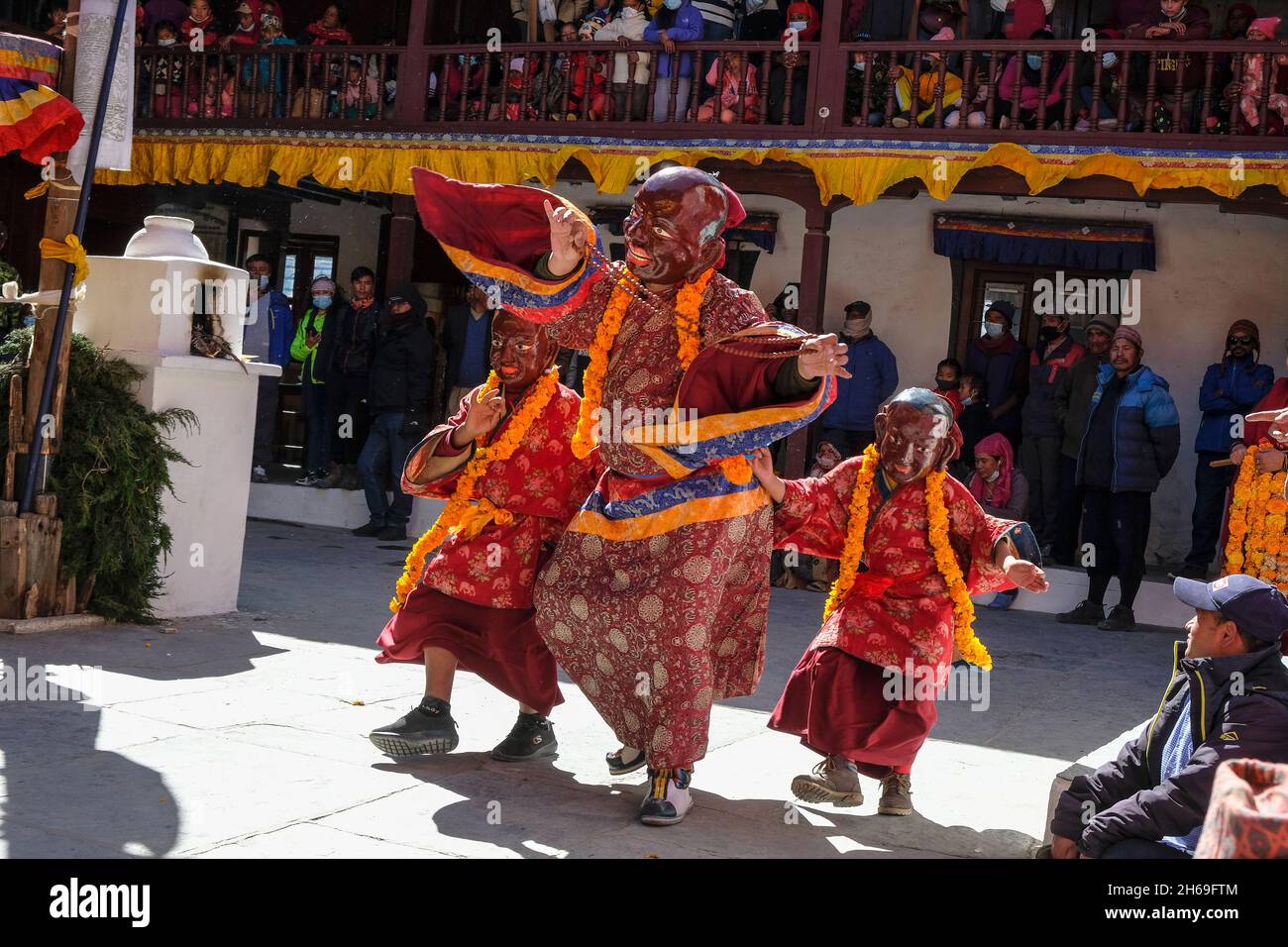 Marpha, Nepal - November 2021: Lama dance at the Marpha Buddhist ...