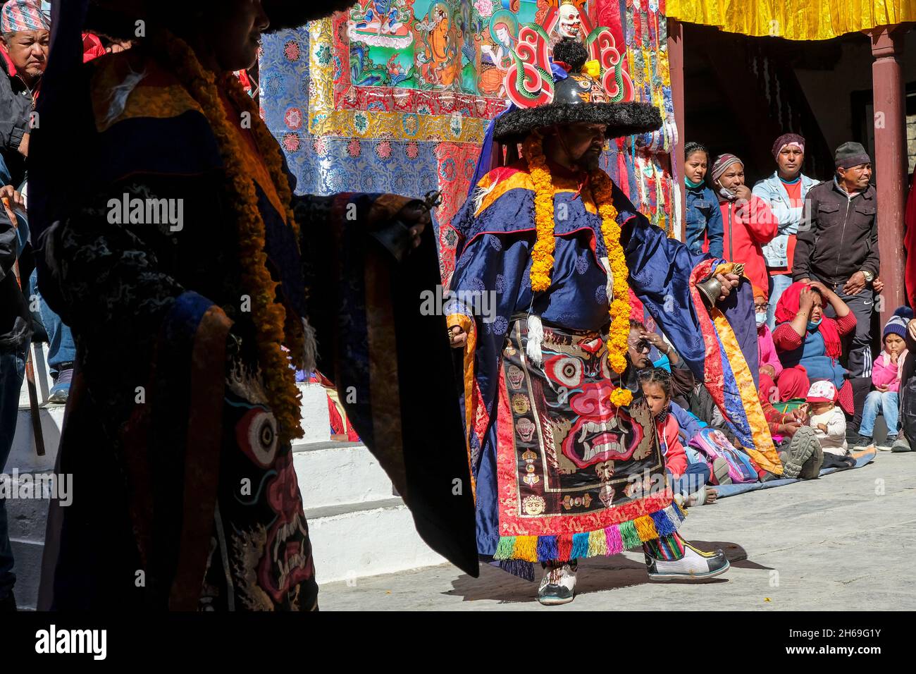 Marpha, Nepal - November 2021: Lama dance at the Marpha Buddhist ...