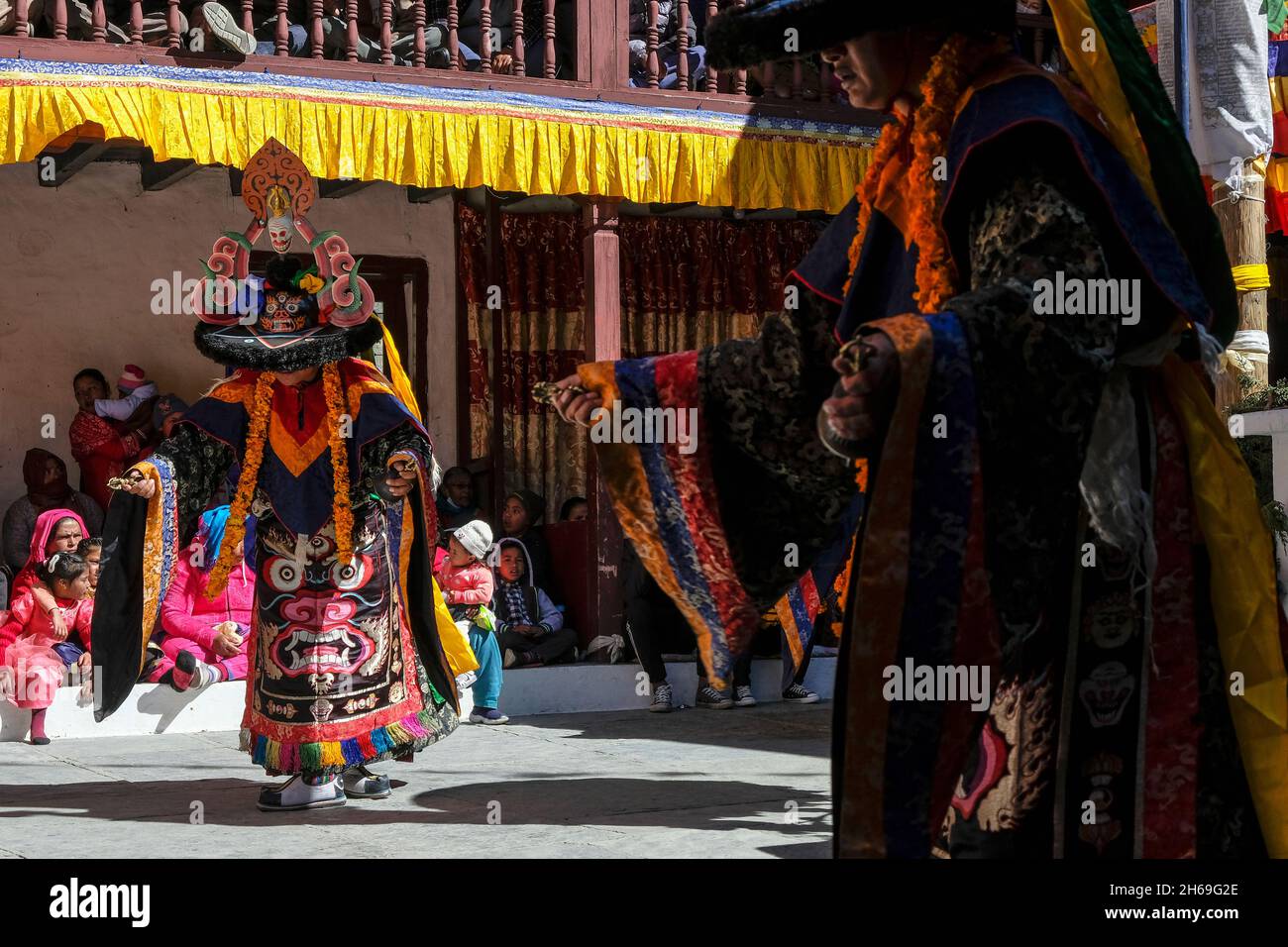 Marpha, Nepal - November 2021: Lama dance at the Marpha Buddhist ...