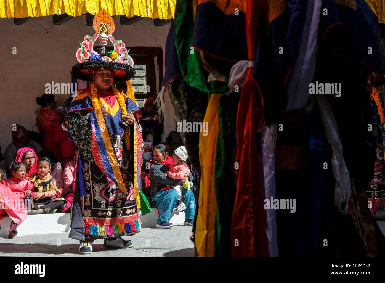 Marpha, Nepal - November 2021: Lama dance at the Marpha Buddhist ...