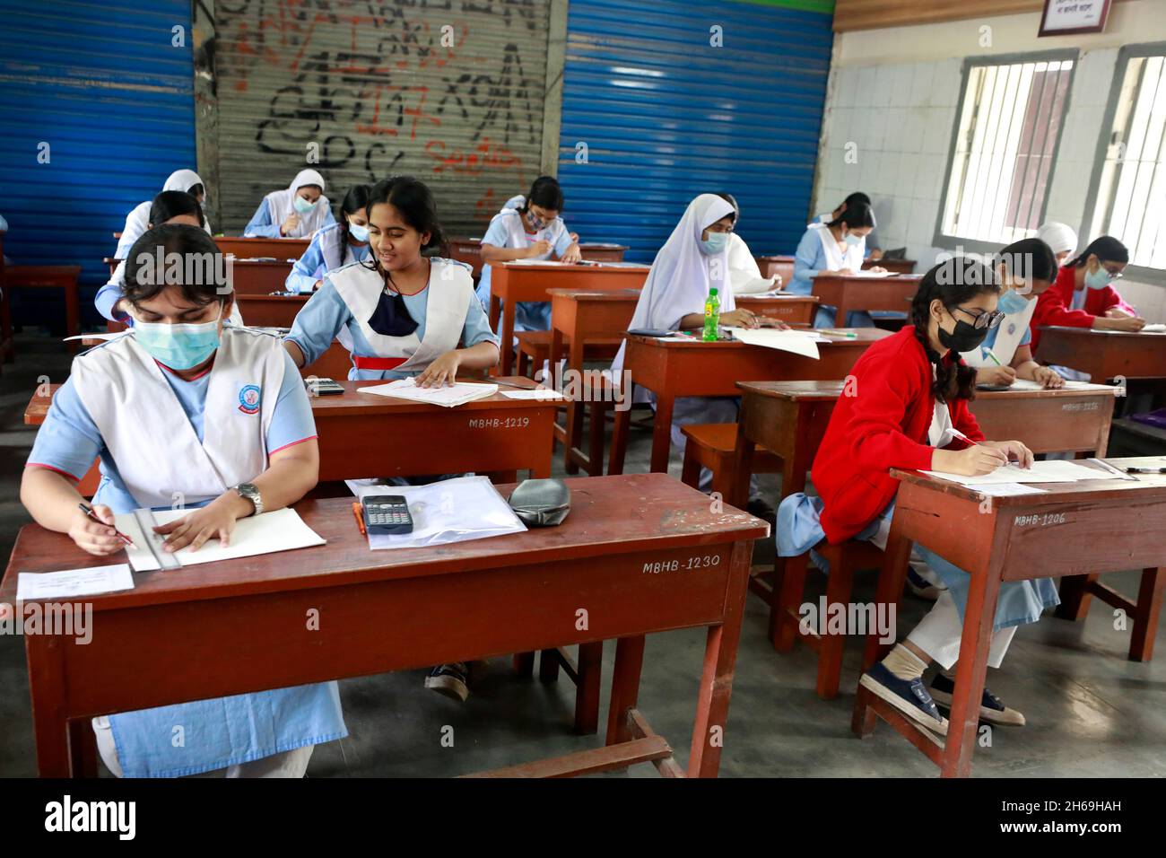 Dhaka, Bangladesh - November 14, 2021: Students are taking secondary school certificate ...