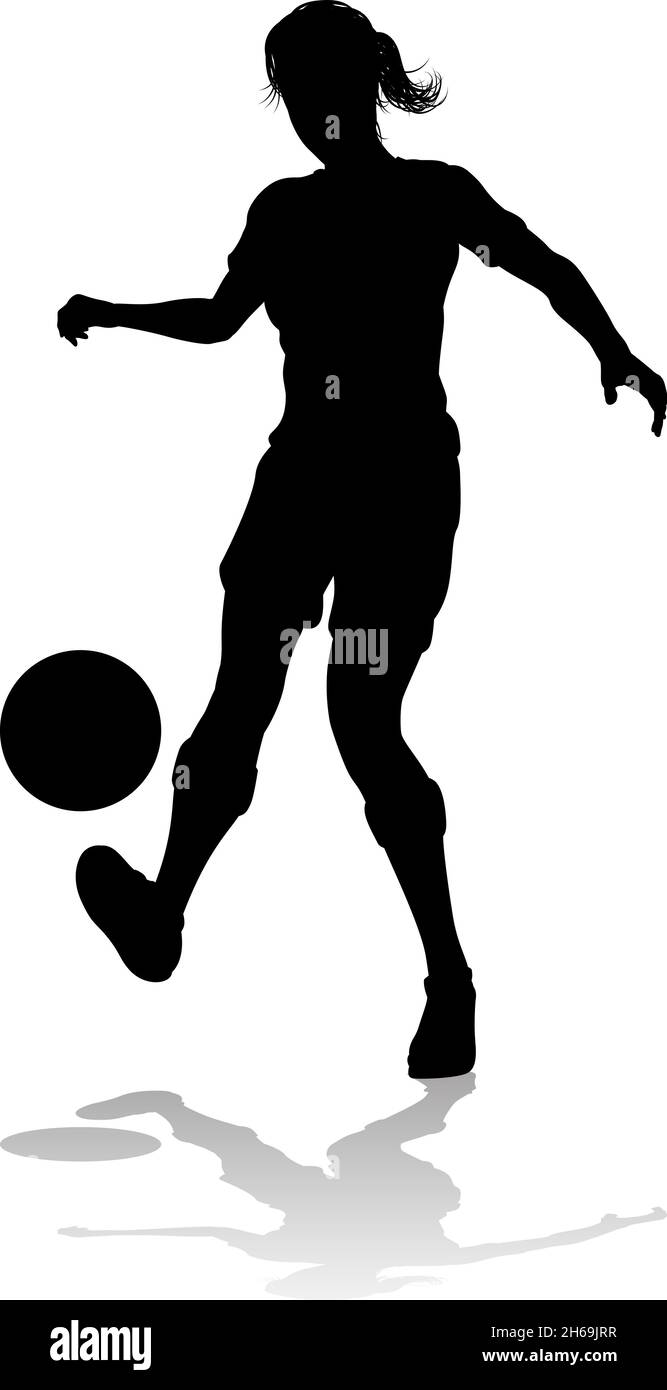 Girl kicking football silhouette Cut Out Stock Images & Pictures - Alamy