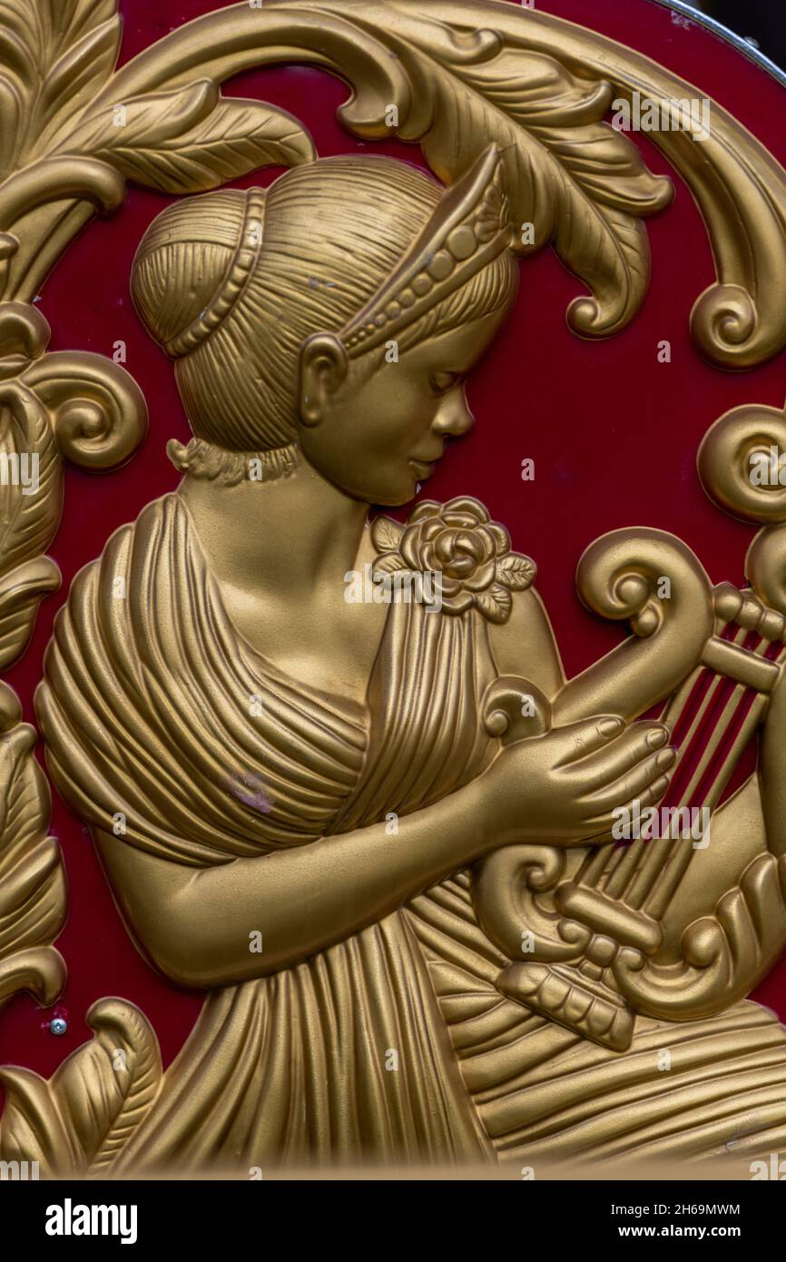 greek or roman classical figure carved in relief on the surface of a ...