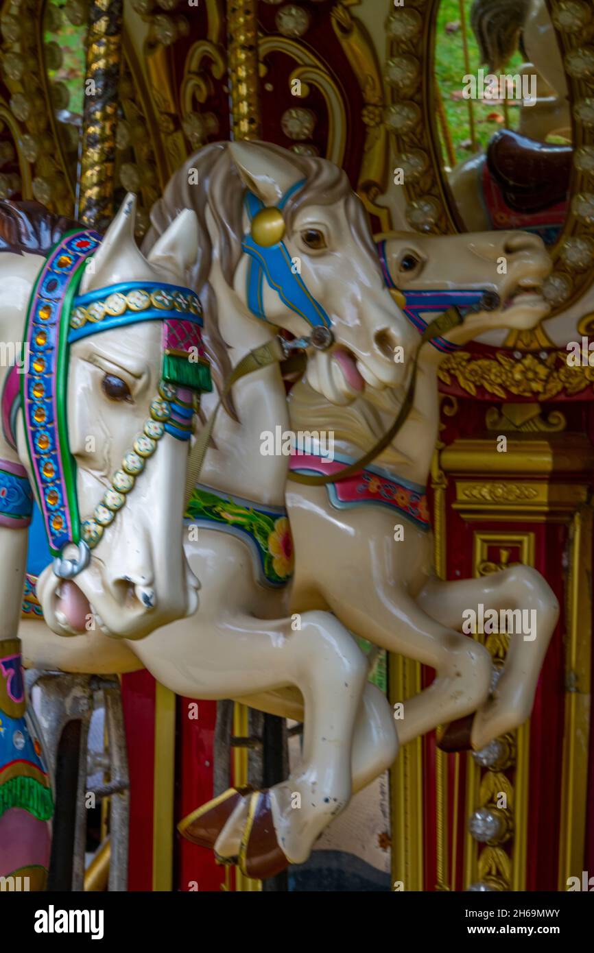 fairground horses, merry-go-round, traditional funfair horses, carousel ...