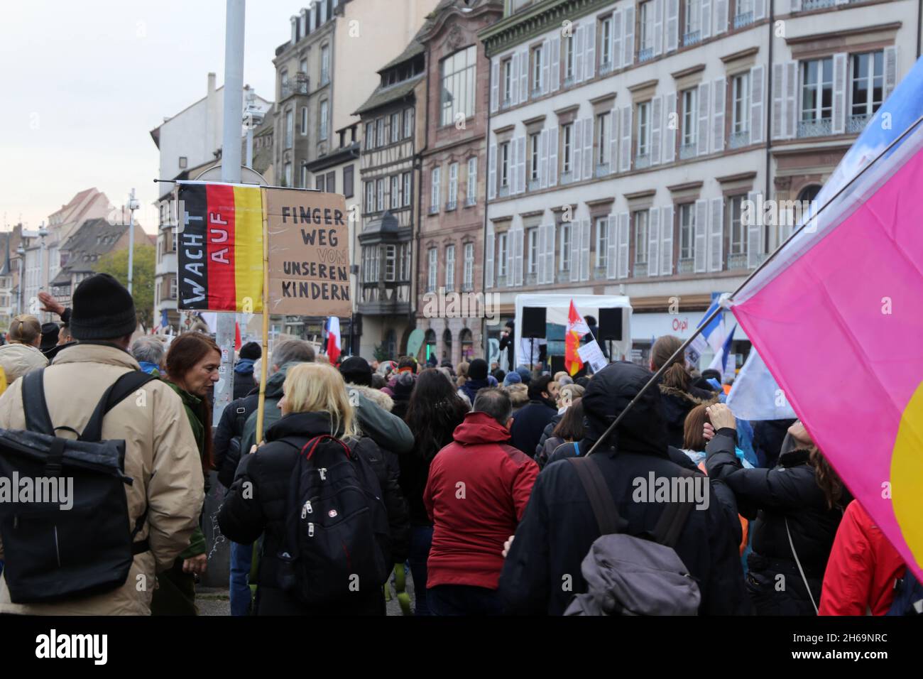 Strasbourg, France: Large demonstration for Freedom against the Corona ...