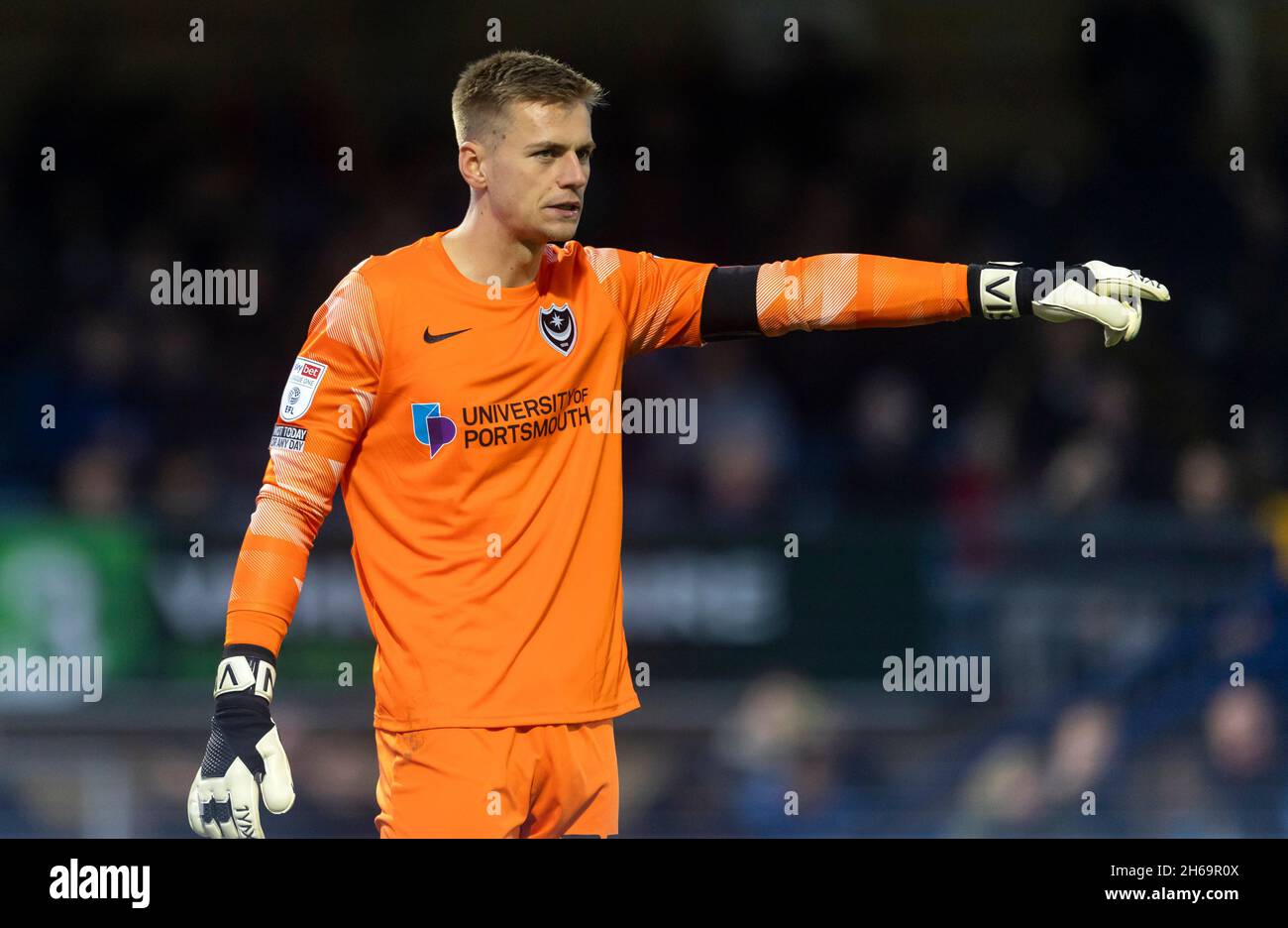 Portsmouth goalkeeper Alex Bass during the Sky Bet League One match at ...