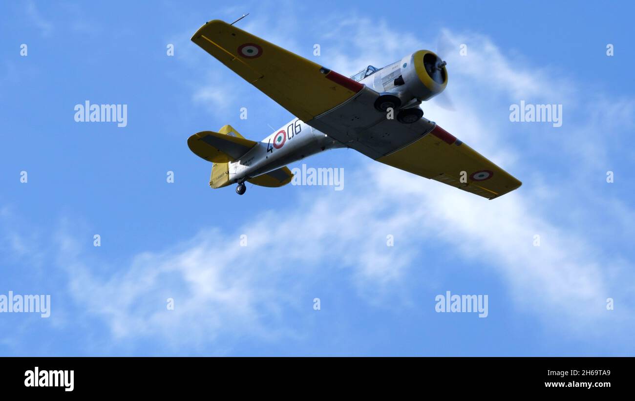 Udine Italy SEPTEMBER, 17, 2021 Vintage military training airplane of ...