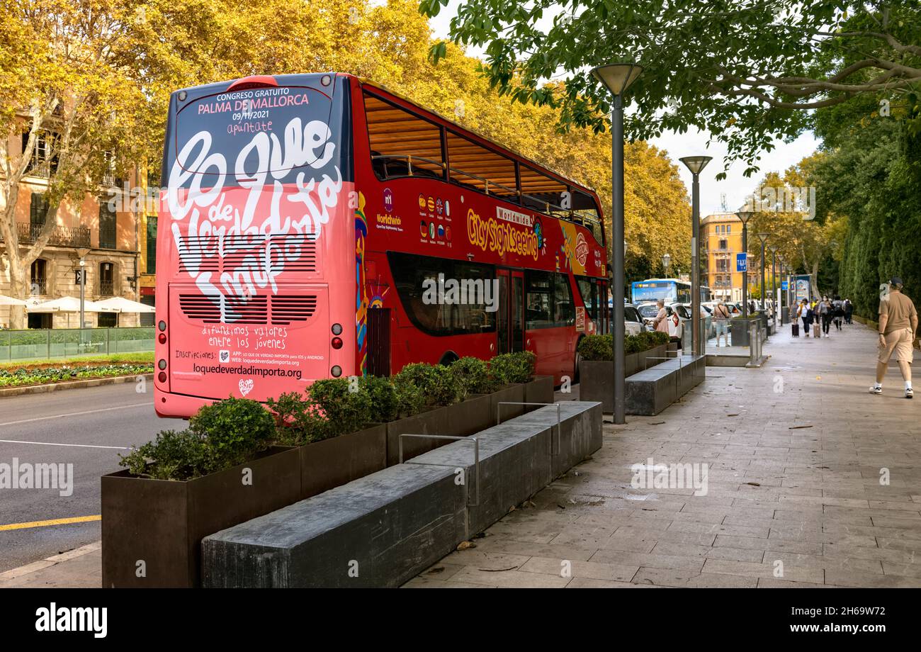 Palma City Sightseeing tourist bus, Palma de Mallorca, Spain Stock ...