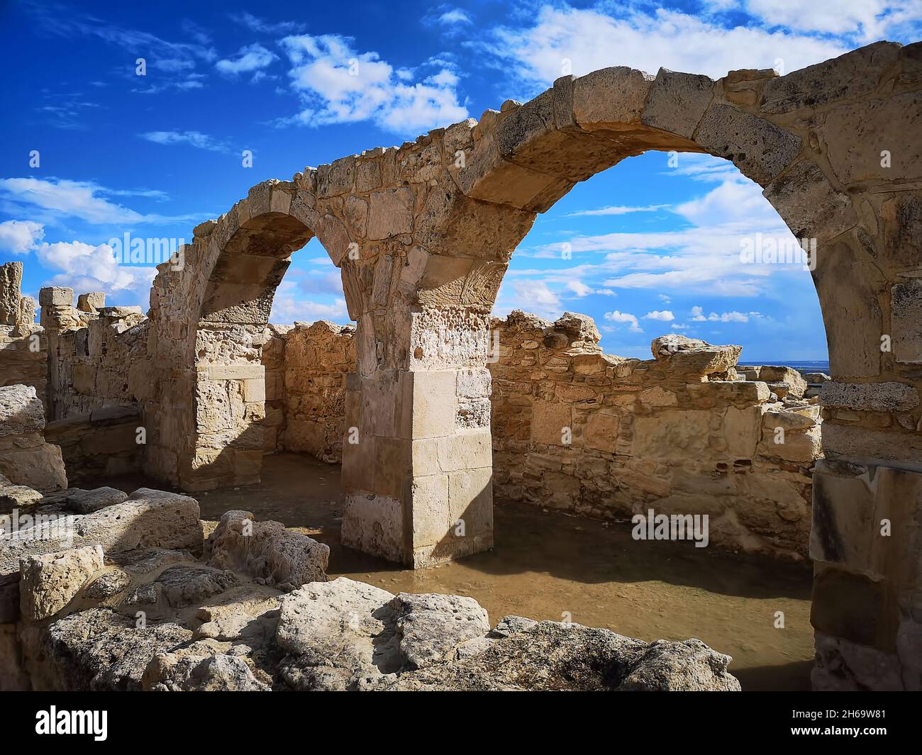 The arches and ruins of ancient Kourion, Limassol, Cyprus Stock Photo ...