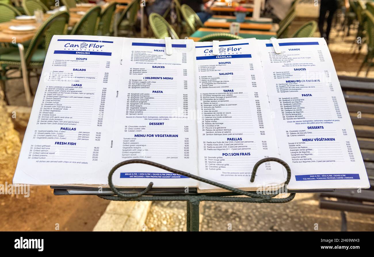 Menu in english hi-res stock photography and images - Alamy