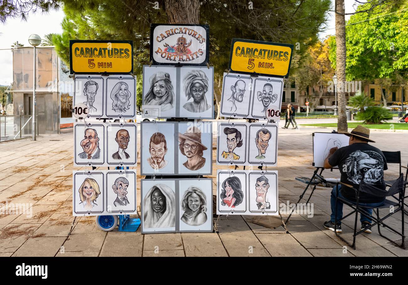 Caricature Artist Palma de Mallorca Spain Stock Photo - Alamy