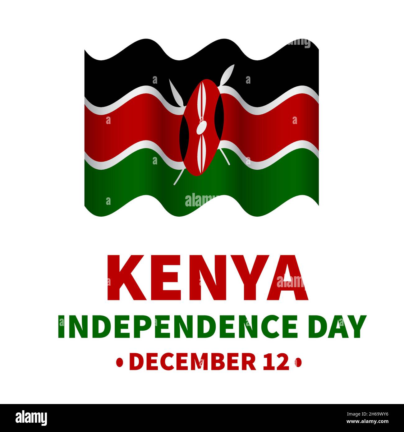 Kenya Independence Day lettering with flag. National holiday celebrate ...