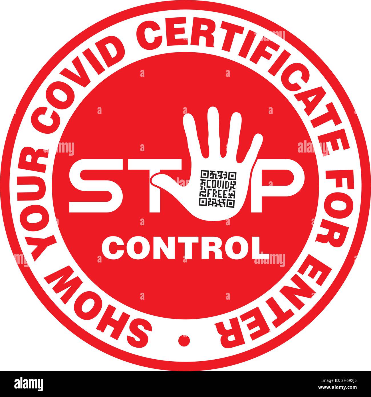 STOP Sticker for Coronavirus Covid-19 Certificate QR-Code control ...