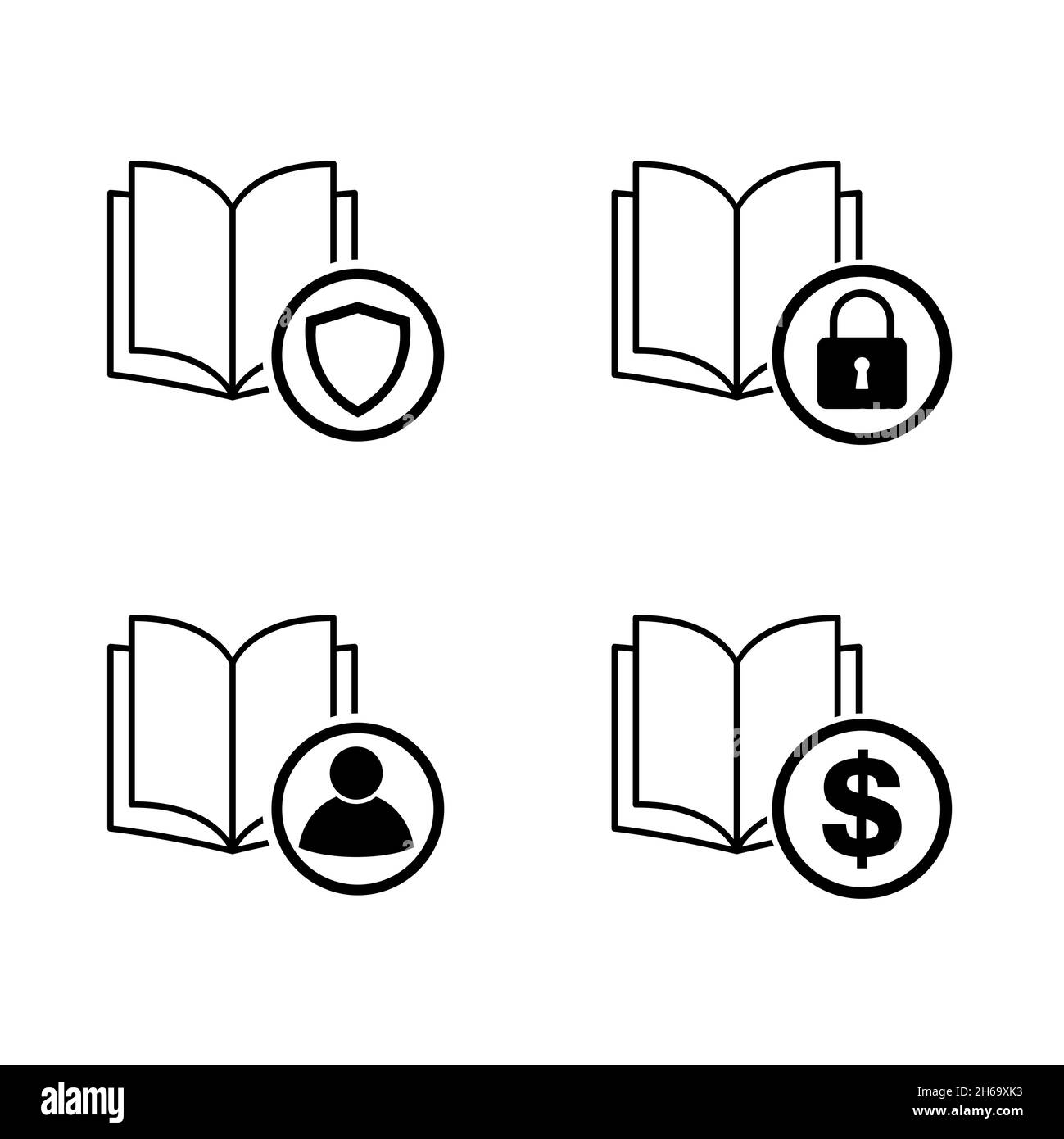 Set of book icon, open education textbook, library vector illustration ...