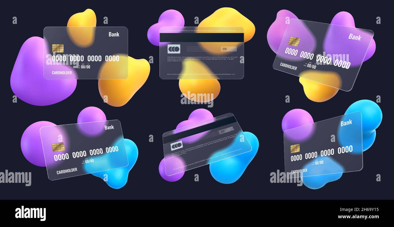 Realistic credit card mockup in glassmorphism style with blur ...