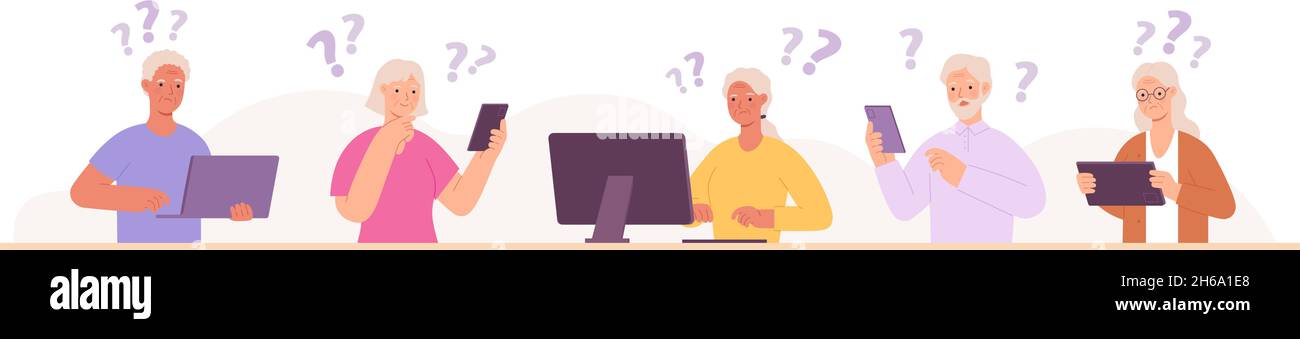 Old man confused computer Stock Vector Images - Alamy