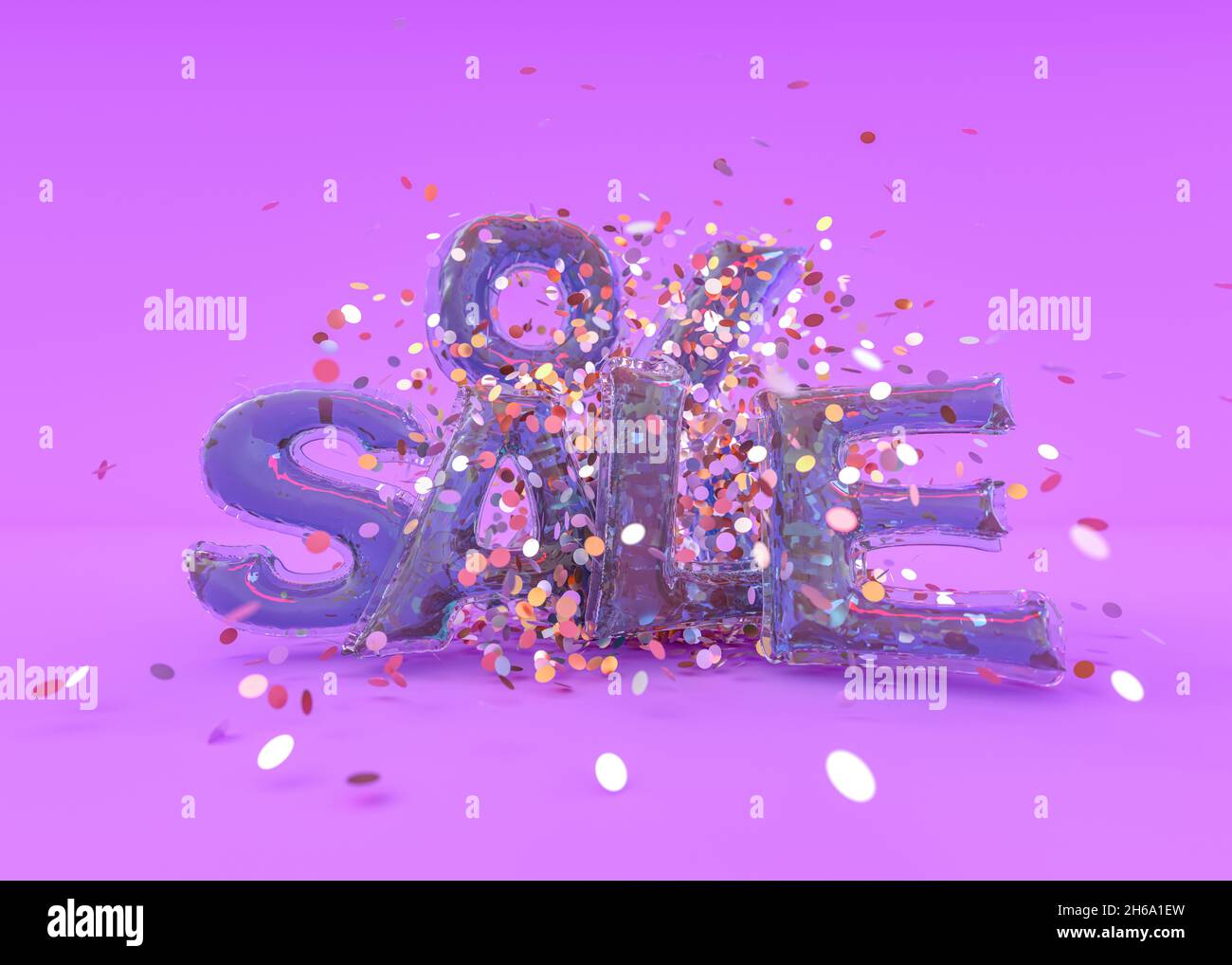 Words Sale made of inflatable balloons on pink background with glitter ...