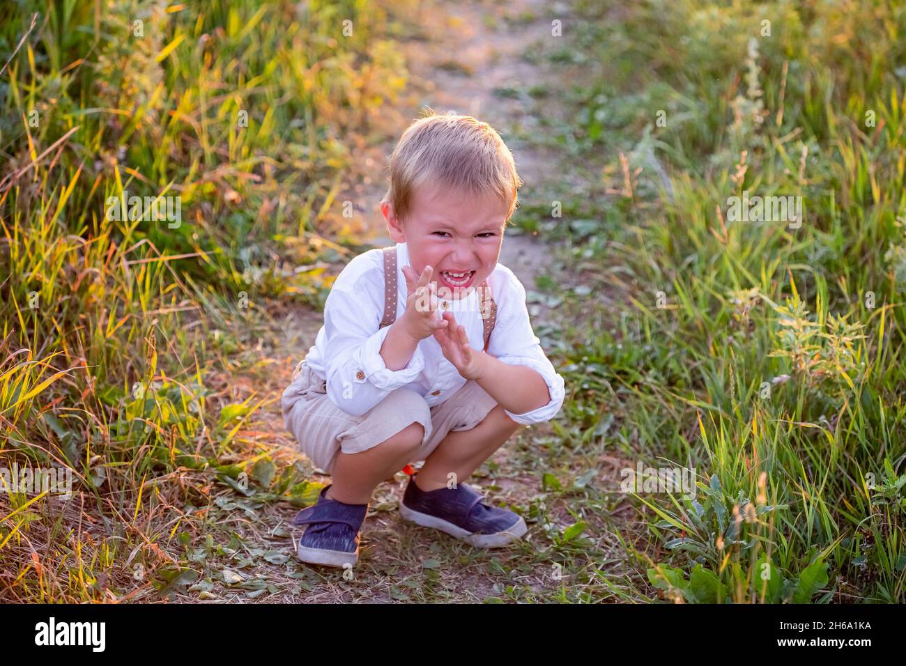 Sad boy kid child caucasian cry negative emotion sadness hi-res stock ...