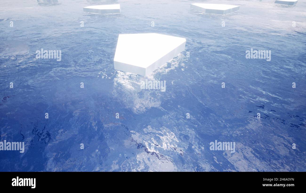 Iceberg Antarctic ocean wave environment melting blue water aerial view ...